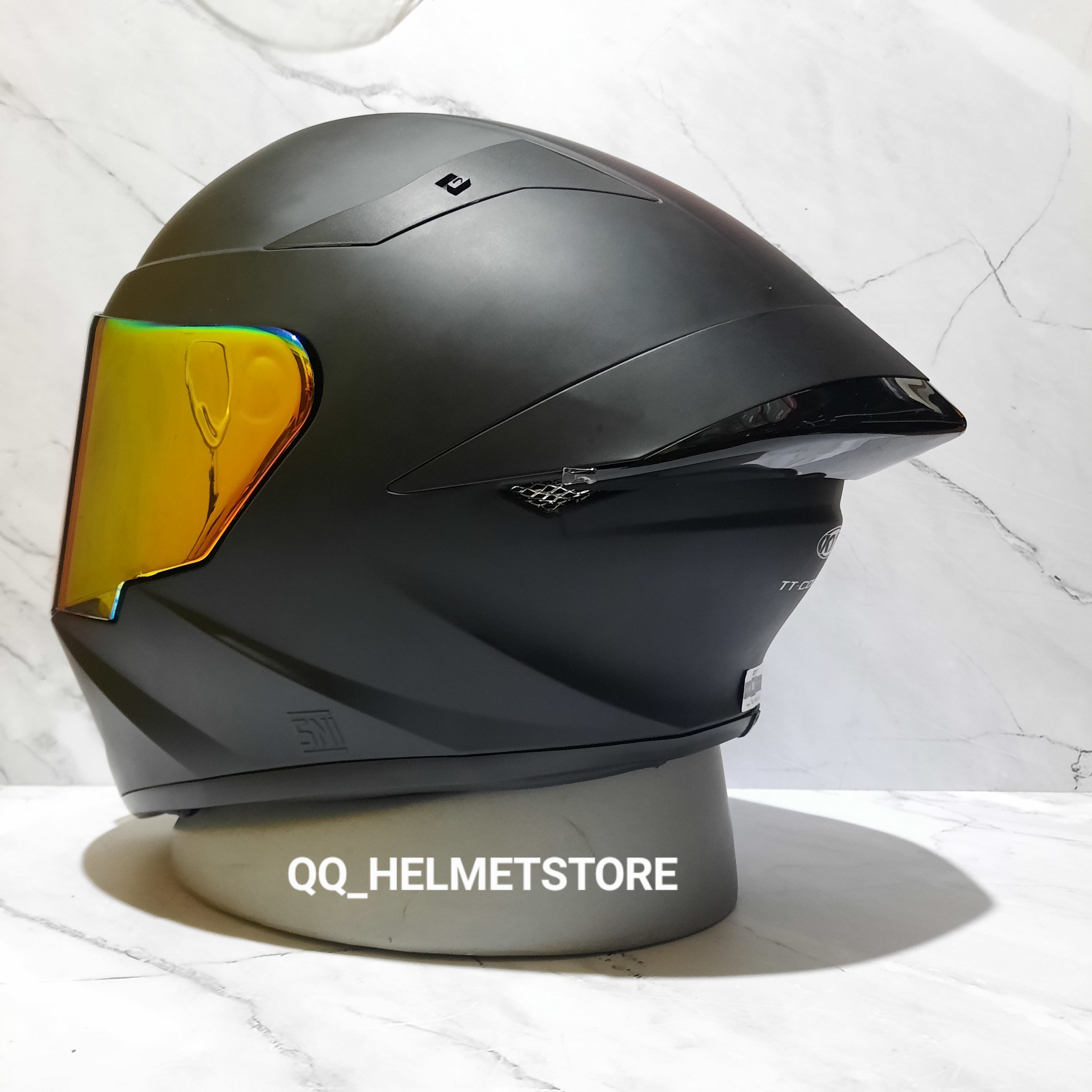 HELM KYT TT COURSE BLACK DOFF PAKET GANTENG SPOILER 3D | Lazada Indonesia