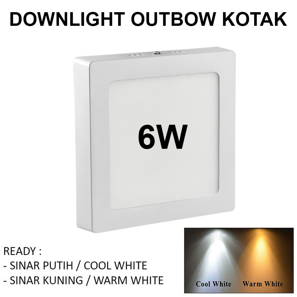Lampu Downlight LED Panel OB Kotak 6W Outbow 6 W Square 6 Watt | Lazada ...