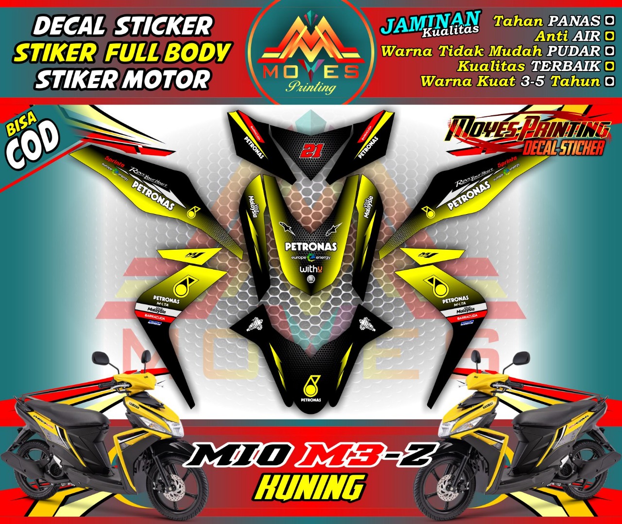 decal mio m3 stiker decal motor mio m3 decal yamaha mio m3 petronas ...