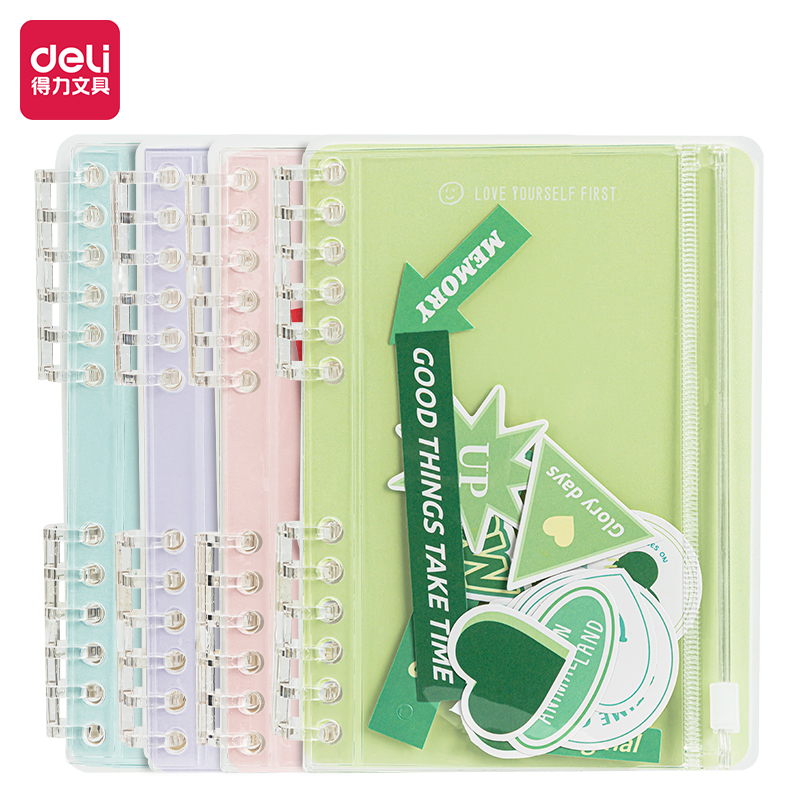 Deli Loose-Leaf Notebook / Binder Buku Catatan Jilid Spiral Sticker DIY ...