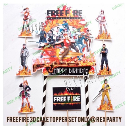 Free Fire Cake Topper Set/Cake Topper 3D Free Fire/Topper Free Fire ...