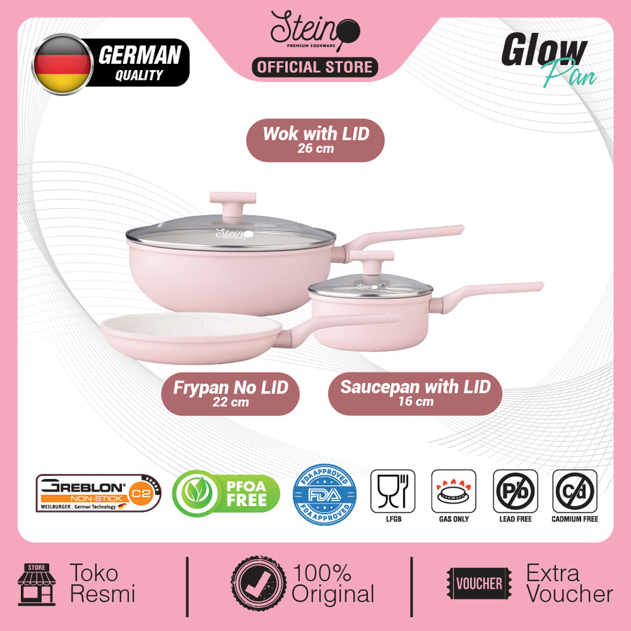 STEIN Glow pan 2 IN 1 Panci Set | Anti-Lengket Granite German | Lazada ...
