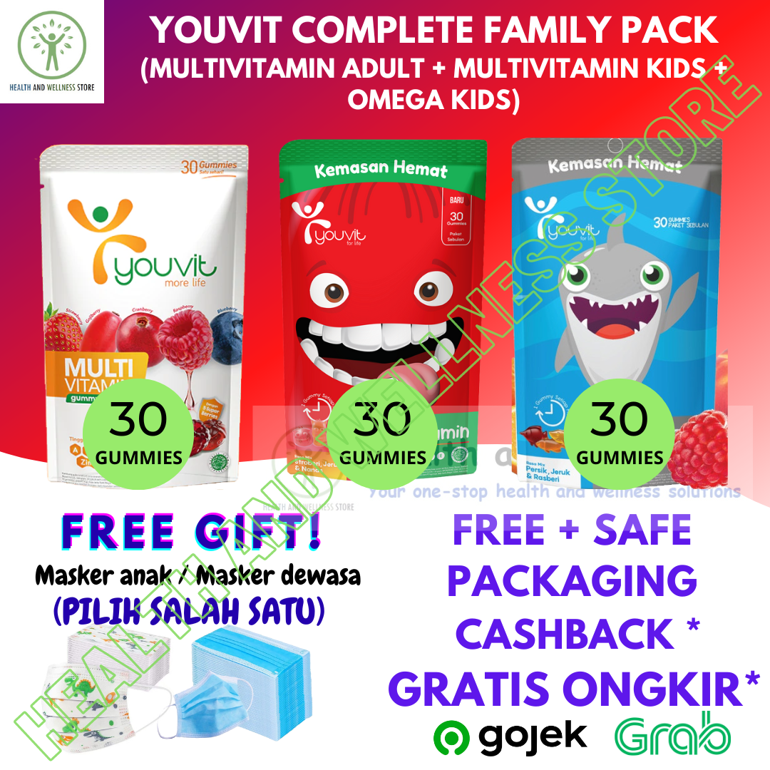 PAKET LENGKAP YOUVIT MULTIVITAMIN ADULT ANAK OMEGA ANAK 30 GUMMIES ...