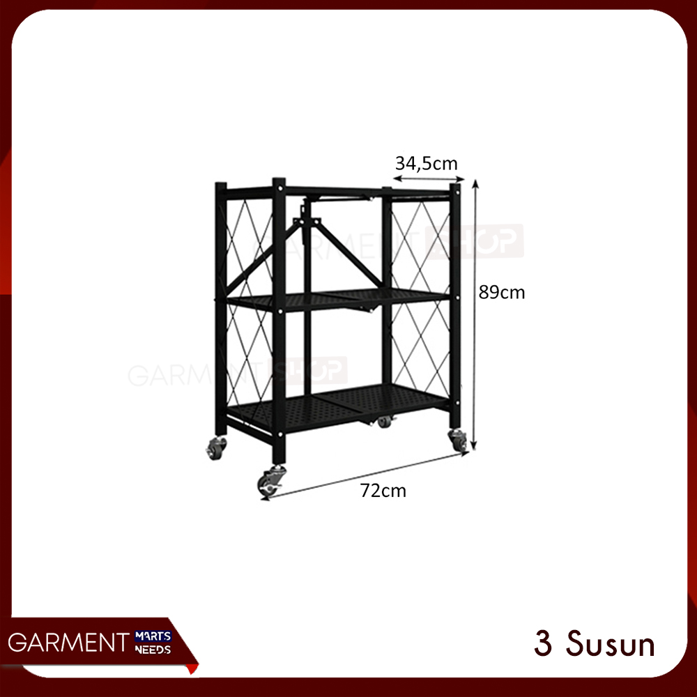 Rak Dapur Lipat Serbaguna Tanpa Mur Baut 3 4 5 Susun Stainless Steel ...