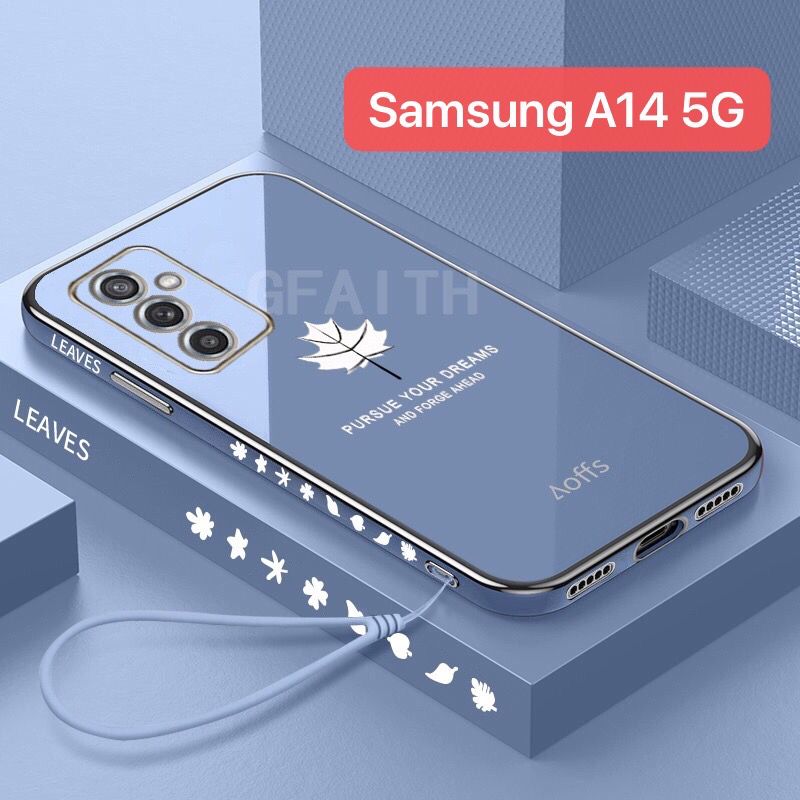 CASING SAMSUNG GALAXY A14 4G 5G SILIKON MAPLE DAUN FREE TALI FLIP COVER ...