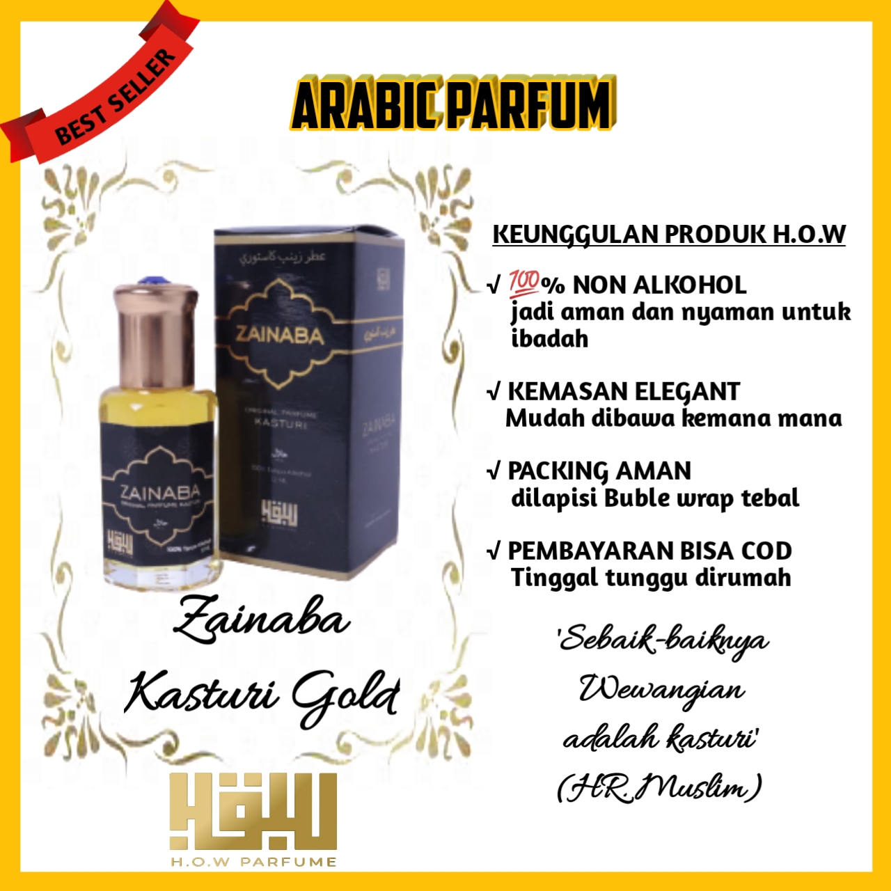 [ COD ] ZAINABA KASTURI KUNING DAN PUTIH PREMIUM PARFUME ISLAMIC UNTUK PRIA DAN WANITA BISA ...