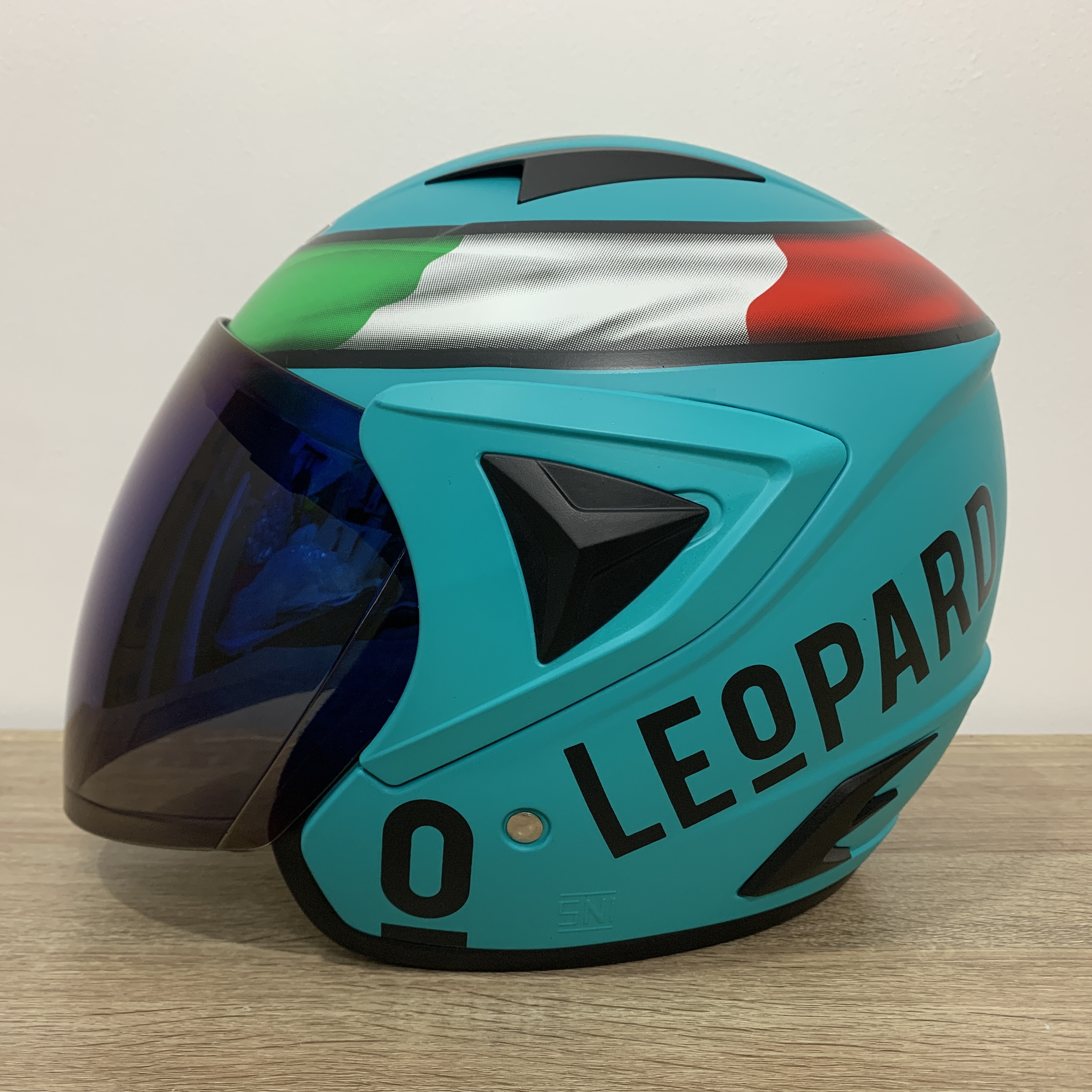 Helm JP13 Leopard (Hitam) Tosca Doff - Single Visor Kaca Clear ...