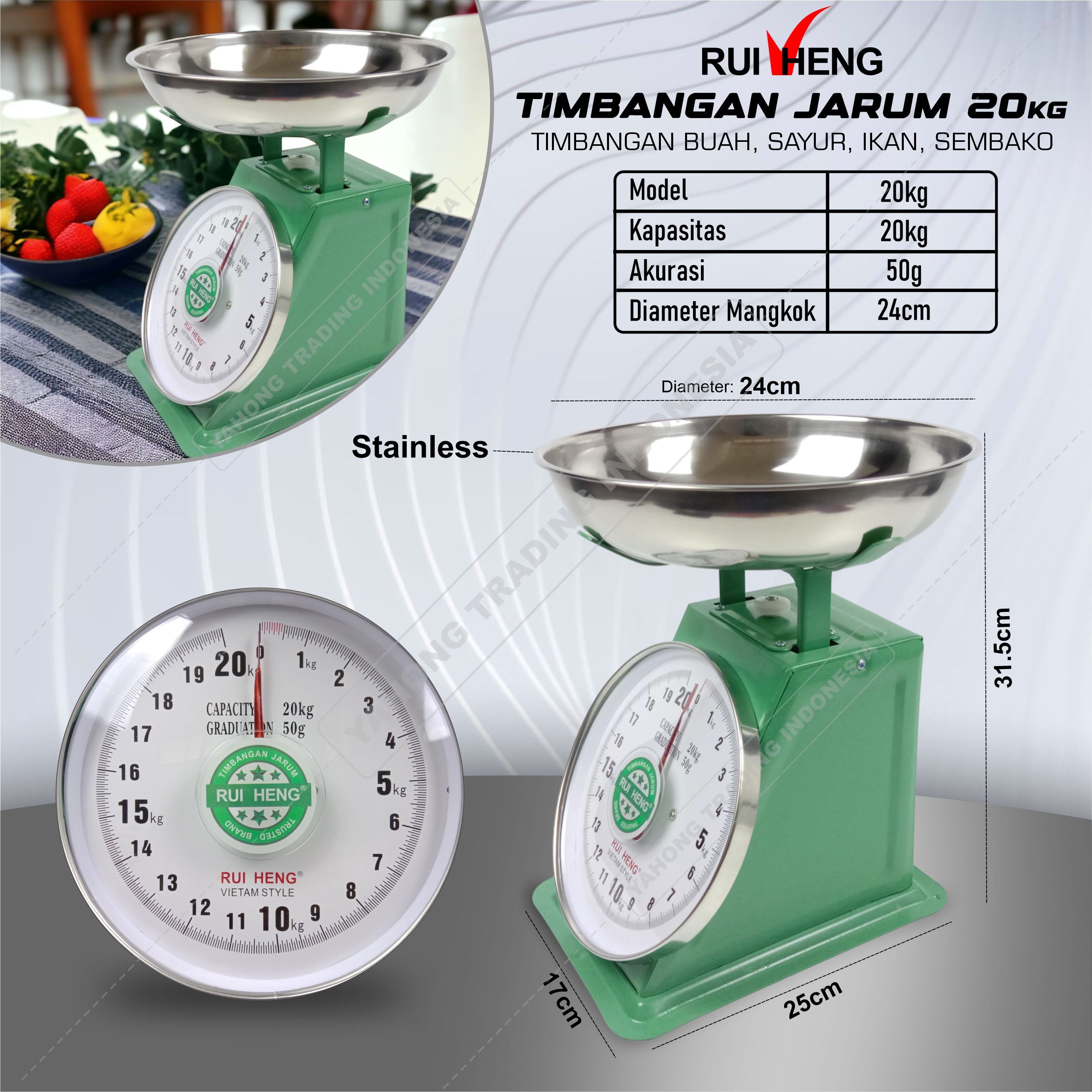 Timbangan Jarum Manual Timbangan Pasar 5kg 10kg 15kg 20kg RUIHENG ...