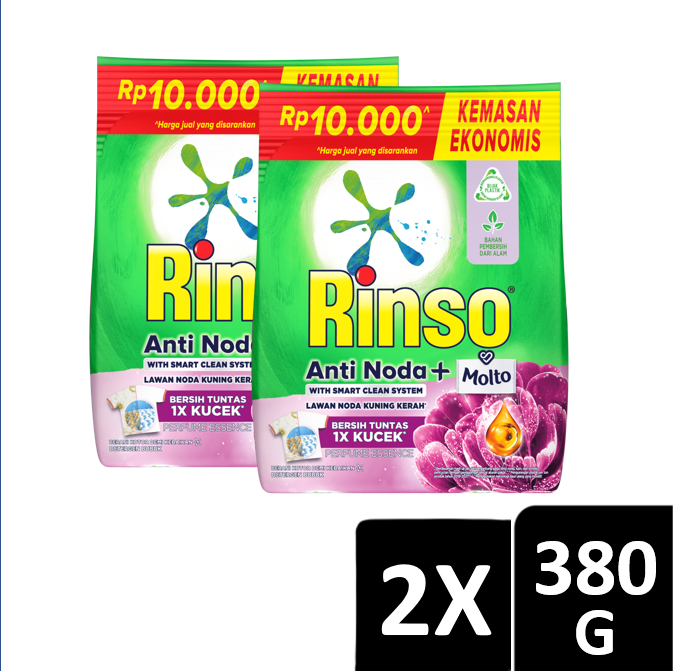 Rinso Molto Anti Noda Detergen Bubuk Perfume Essence 380G x2 - Twinpack | Lazada Indonesia