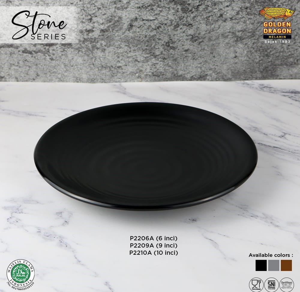 PIRING HOTEL P2206A Piring MELAMIN KECIL 6 INCH model tembikar HITAM ...