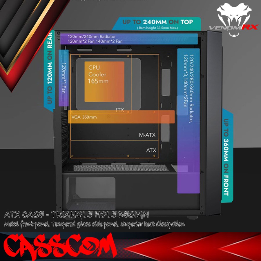 Casing VenomRX AEGON ARGB Fan - Tempered Glass ATX Gaming Case | Lazada ...