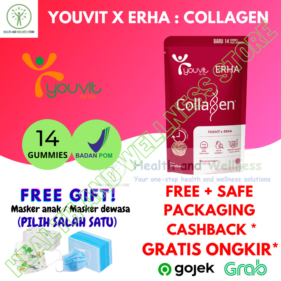 YOUVIT X ERHA COLLAGEN 60 GUMMIES ANTI AGING KOLAGEN PAKET 1 BULAN ...