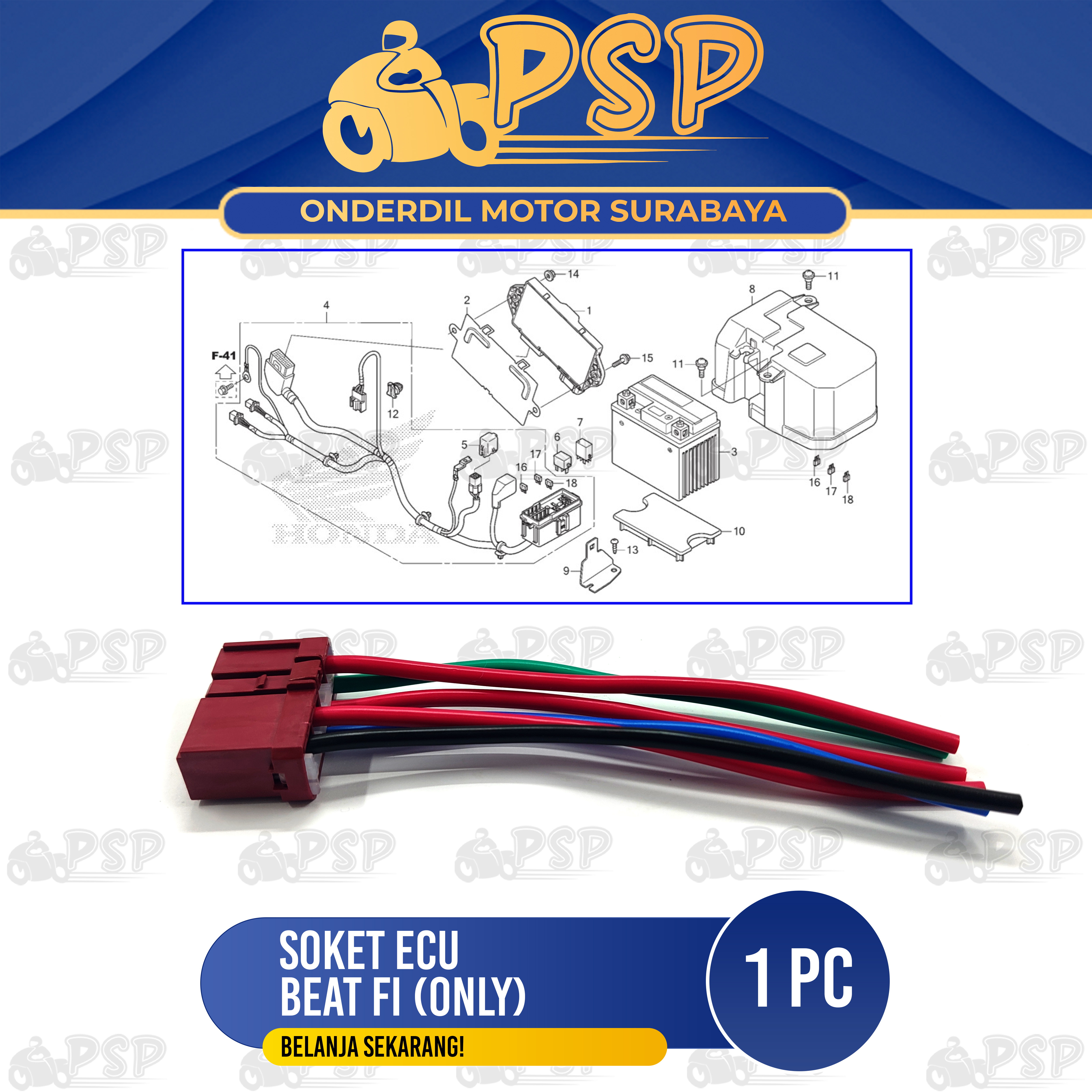 Soket ECU Beat Fi (ONLY) - Socket Kabel Cable Cabel Spool ACG ECM ICU ...