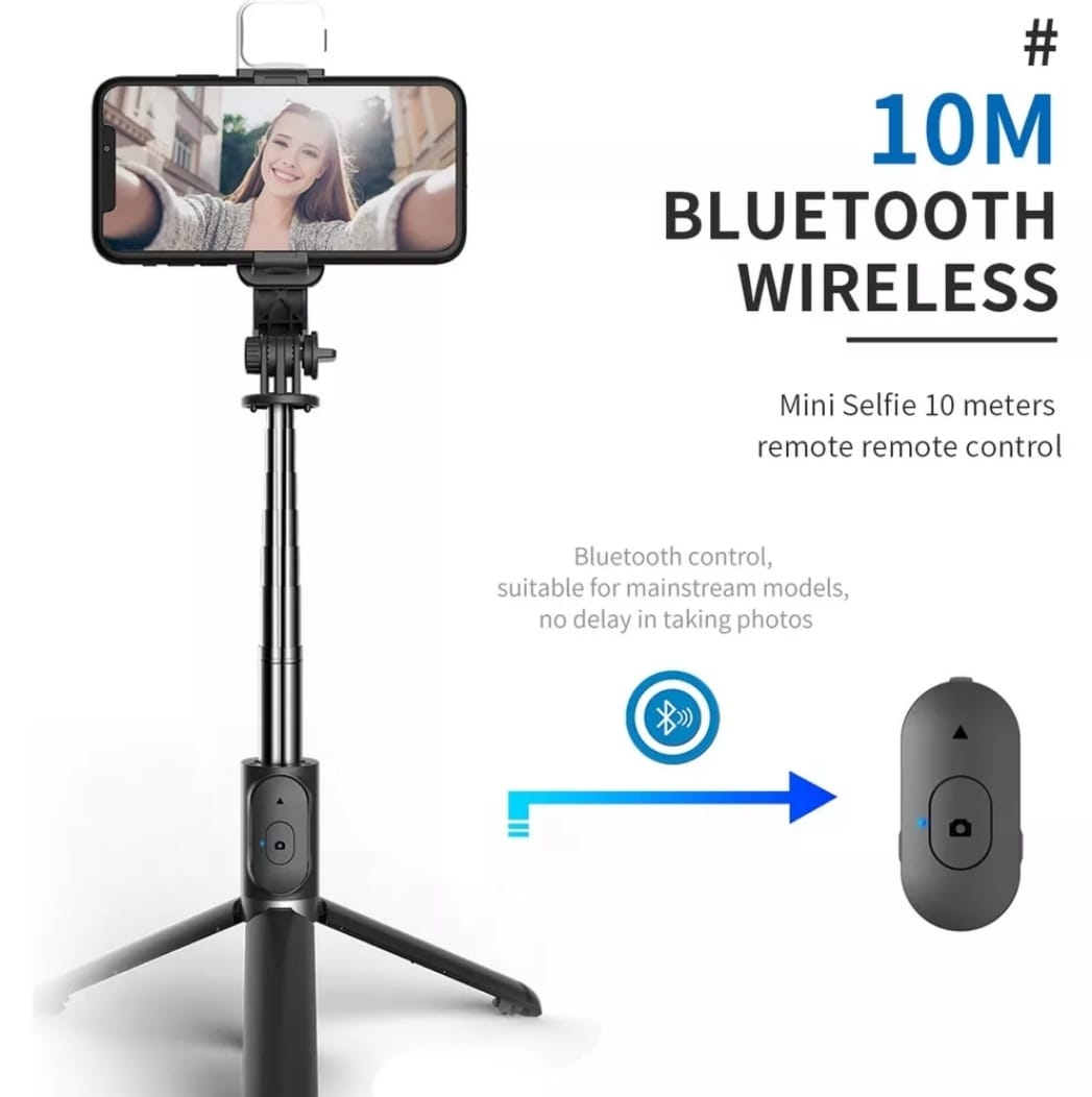 Tongsis Tripod Bluetooth 3in1 R1 S Led Selfie Stick Standing Wireless