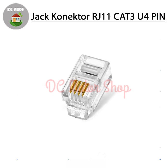 Konektor Modular RJ11 Cat3 4pin Kepala Kabel Telpon / Connector Rj11 ...
