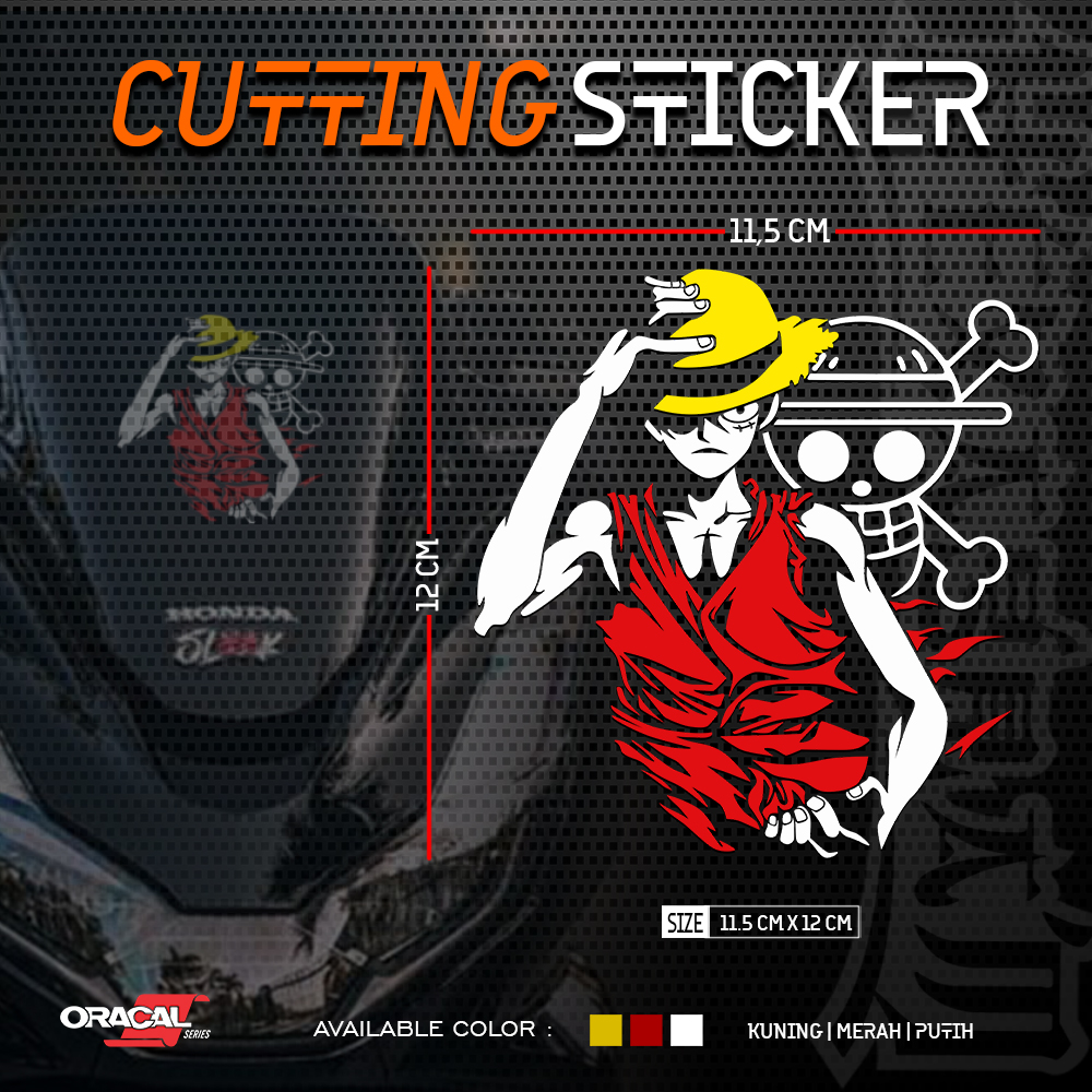 Cutting Sticker Luffy One Piece kombinasi 3 warna | Stiker Cutting ...