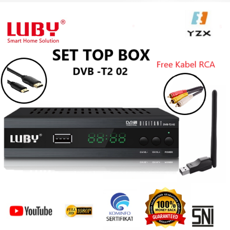YZX STB T2-01 Set Top Box TV Analog ke Digital Reciever DVB T2 01 ...