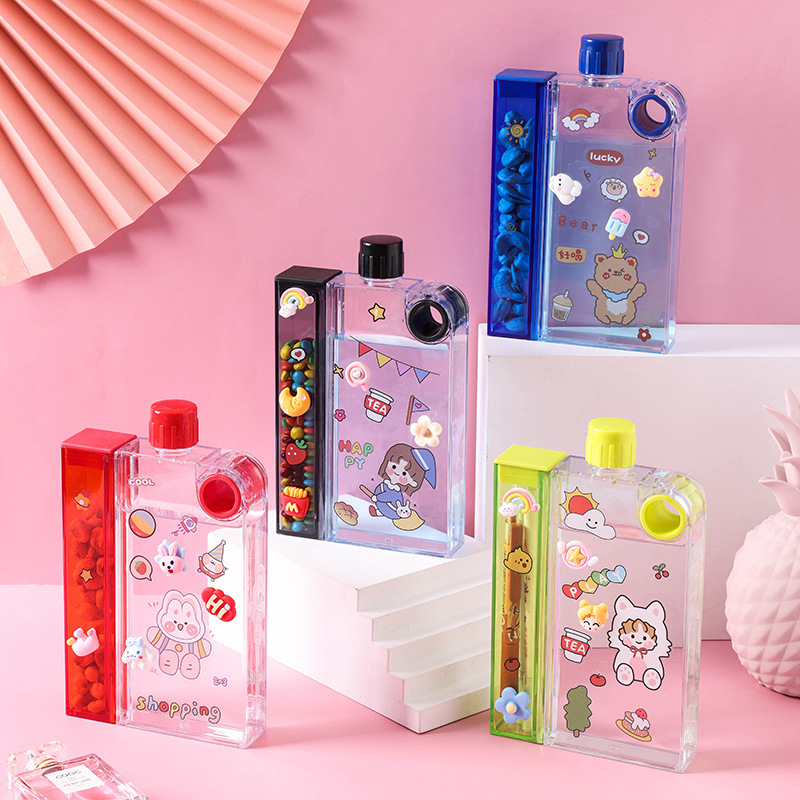 Botol Minum Kotak Girl 2in1 Botol Kotak Memo A5 380ml Botol Flat ...