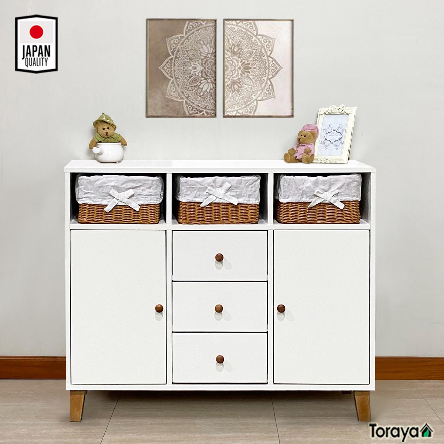 TORAYA Lemari Kabinet Bupet Kayu Minimalis Modern Wing-Wide Putih ...