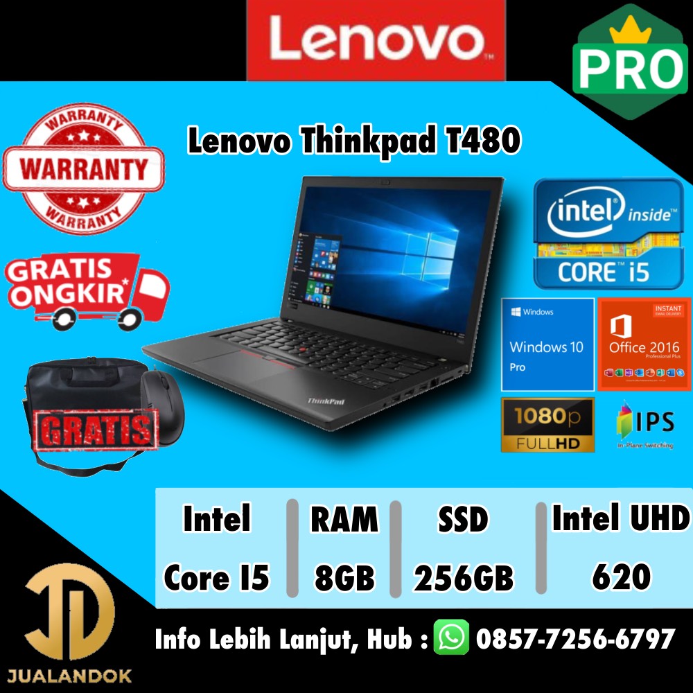 Laptop Lenovo Thinkpad T480 Core i5 Gen 8 - RAM 16GB - SSD 512GB - FHD ...