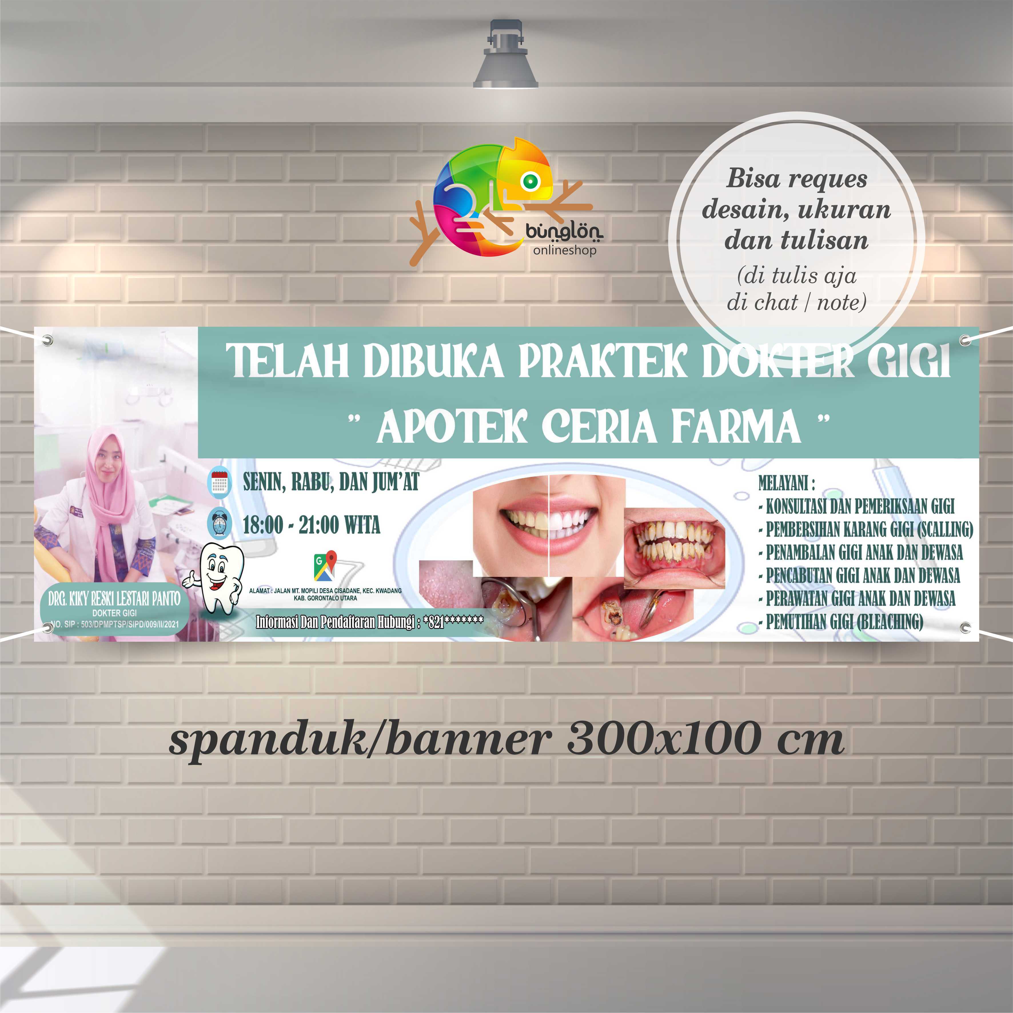 Size 300x100 Spanduk Banner Praktek Dokter Gigi, Bisa Reques | Lazada ...