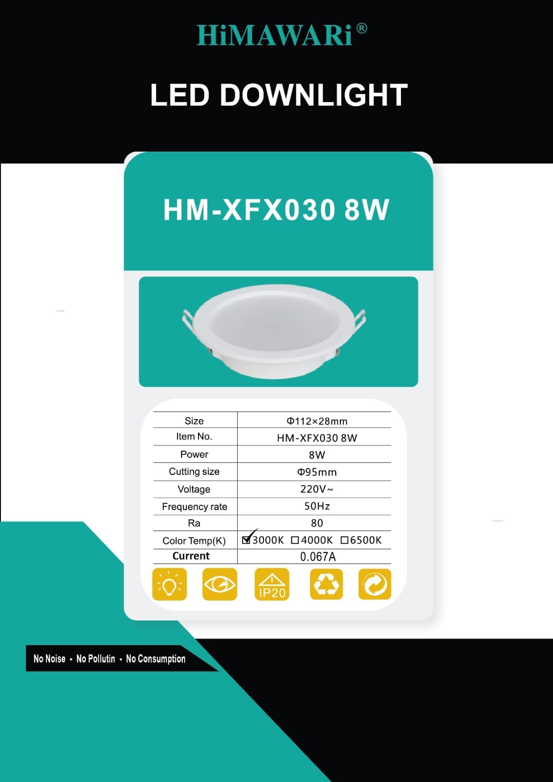 HIMAWARI HM-XFX040 Downlight LED 12w 8w 4w Cahaya Kuning ( 3000K ...