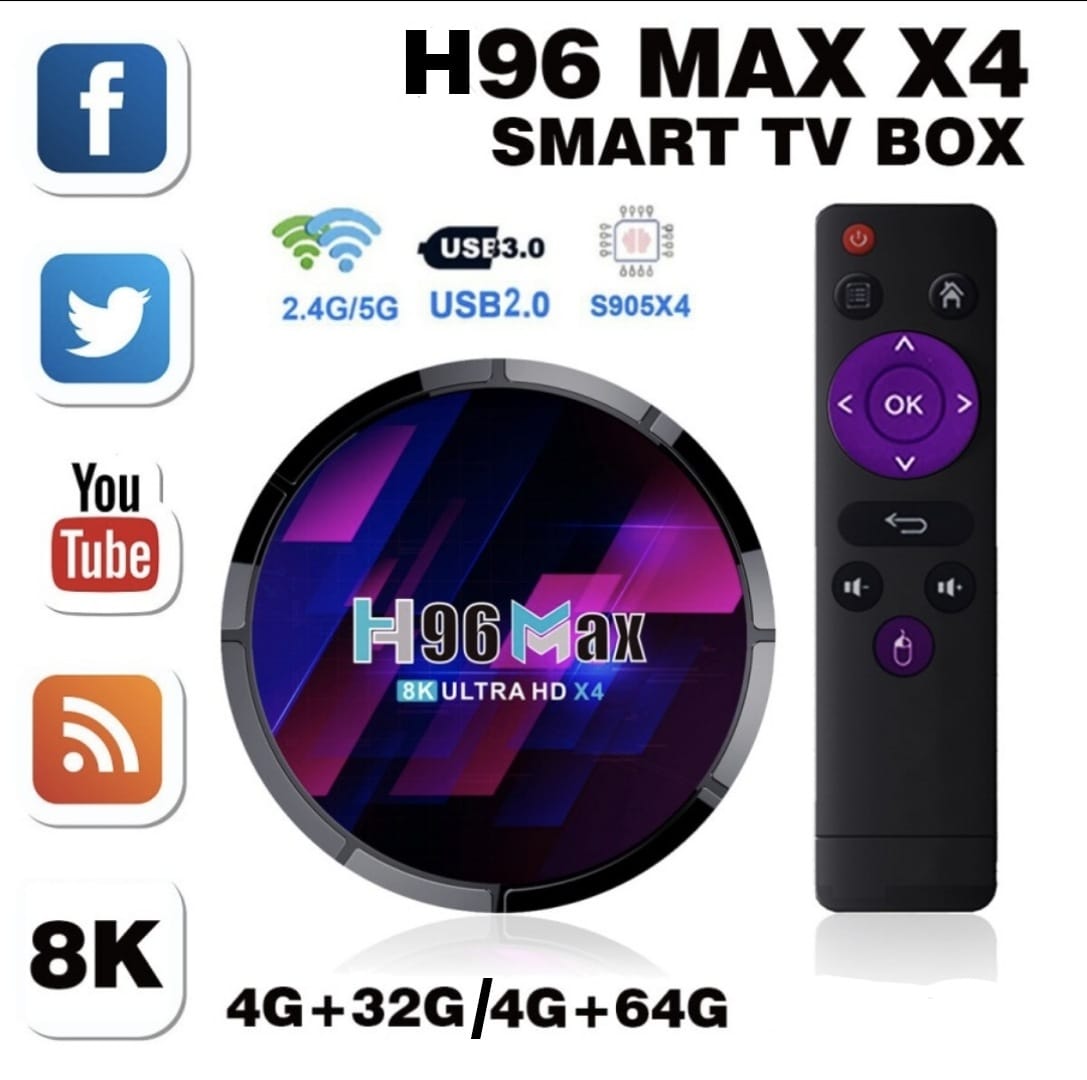 H96 Max X4 Android TvBox Amglogic S905X4 4GB/32GB Android 11 Dual Wifi ...