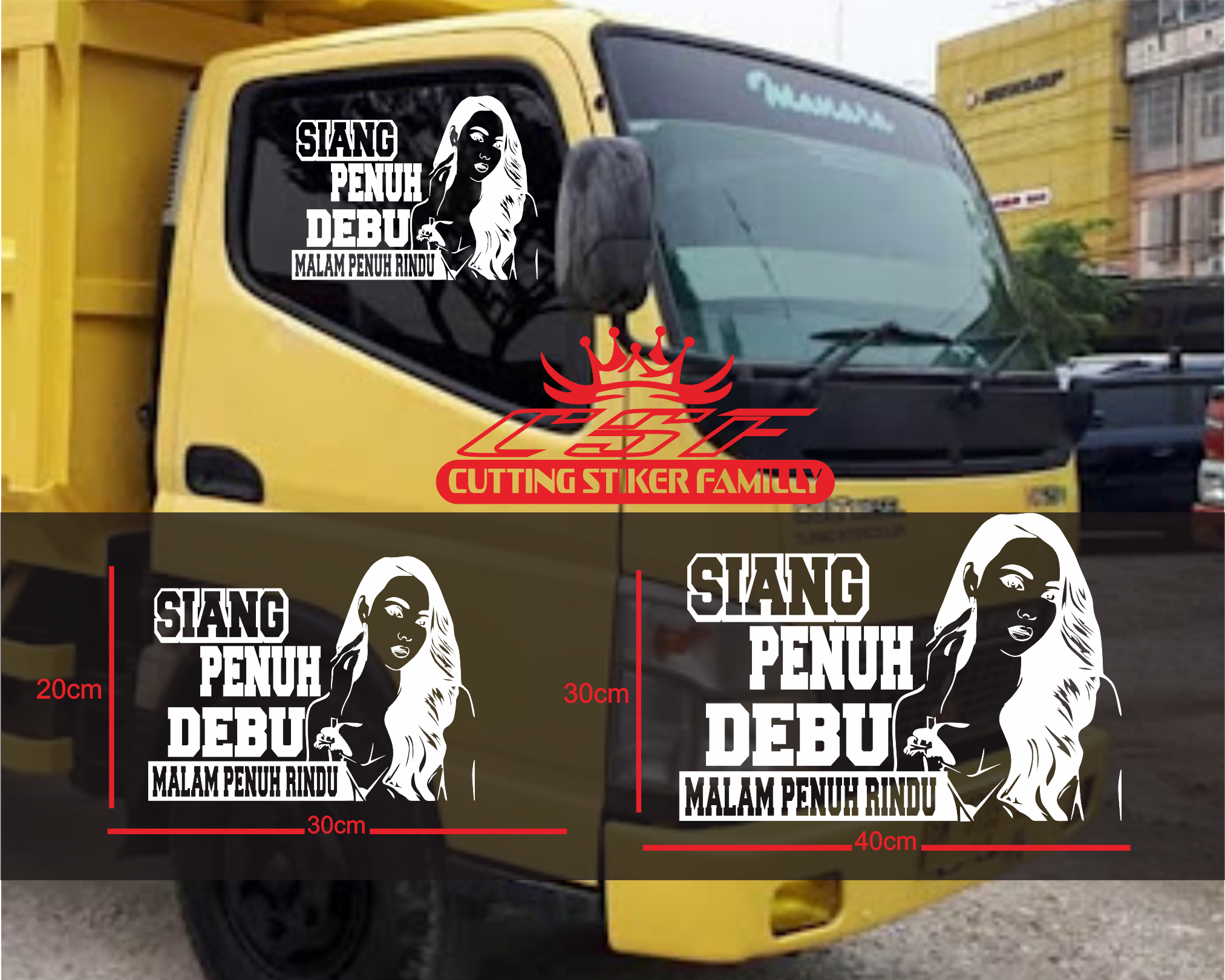 Stiker mobil kaca depan samping SIANG PENUH DEBU MALAM PENUH RINDU ...