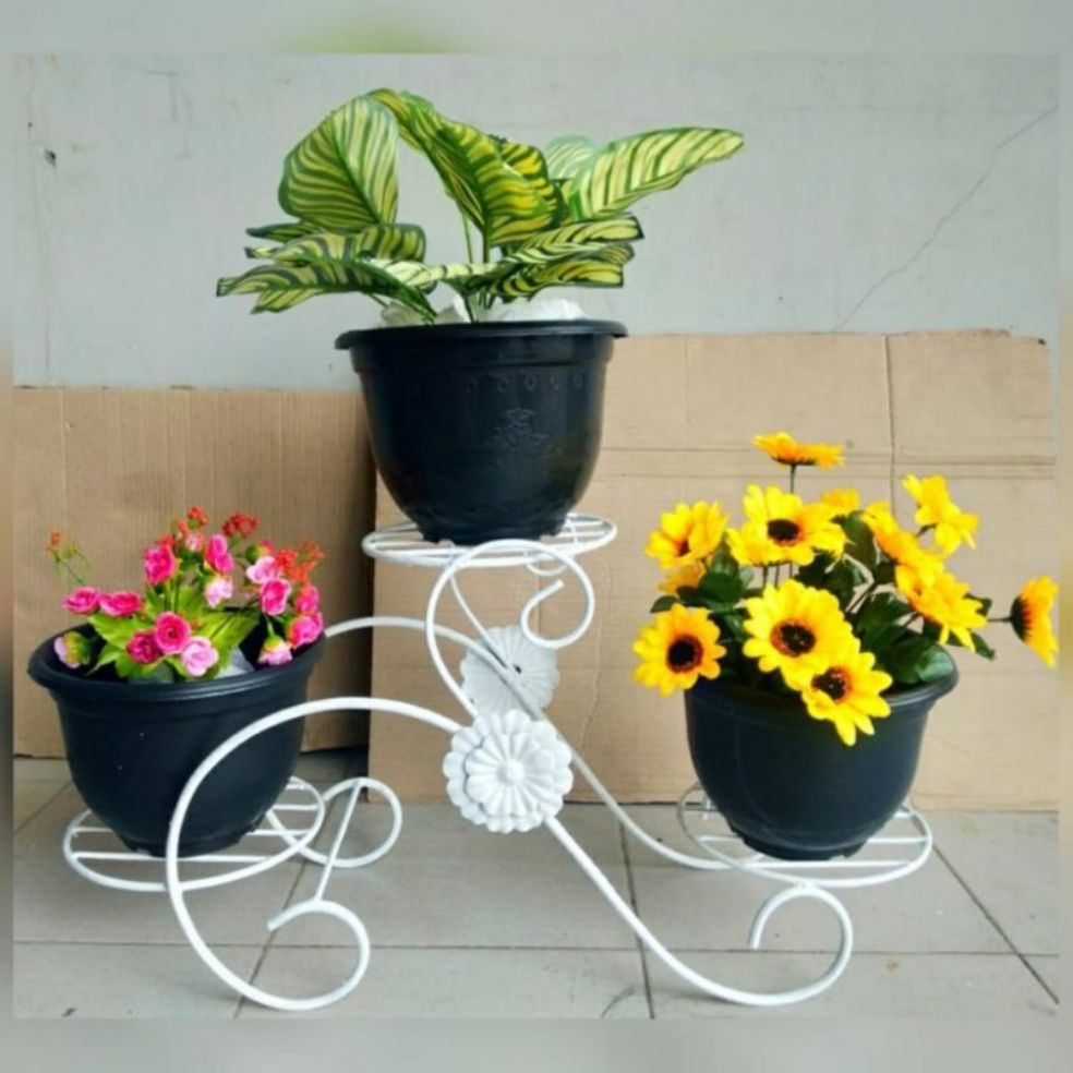 STANDING RAK POT 3 SUSUN/RAK POT HIAS CANTIK/RAK POT BUNGA BESI/RAK POT ...