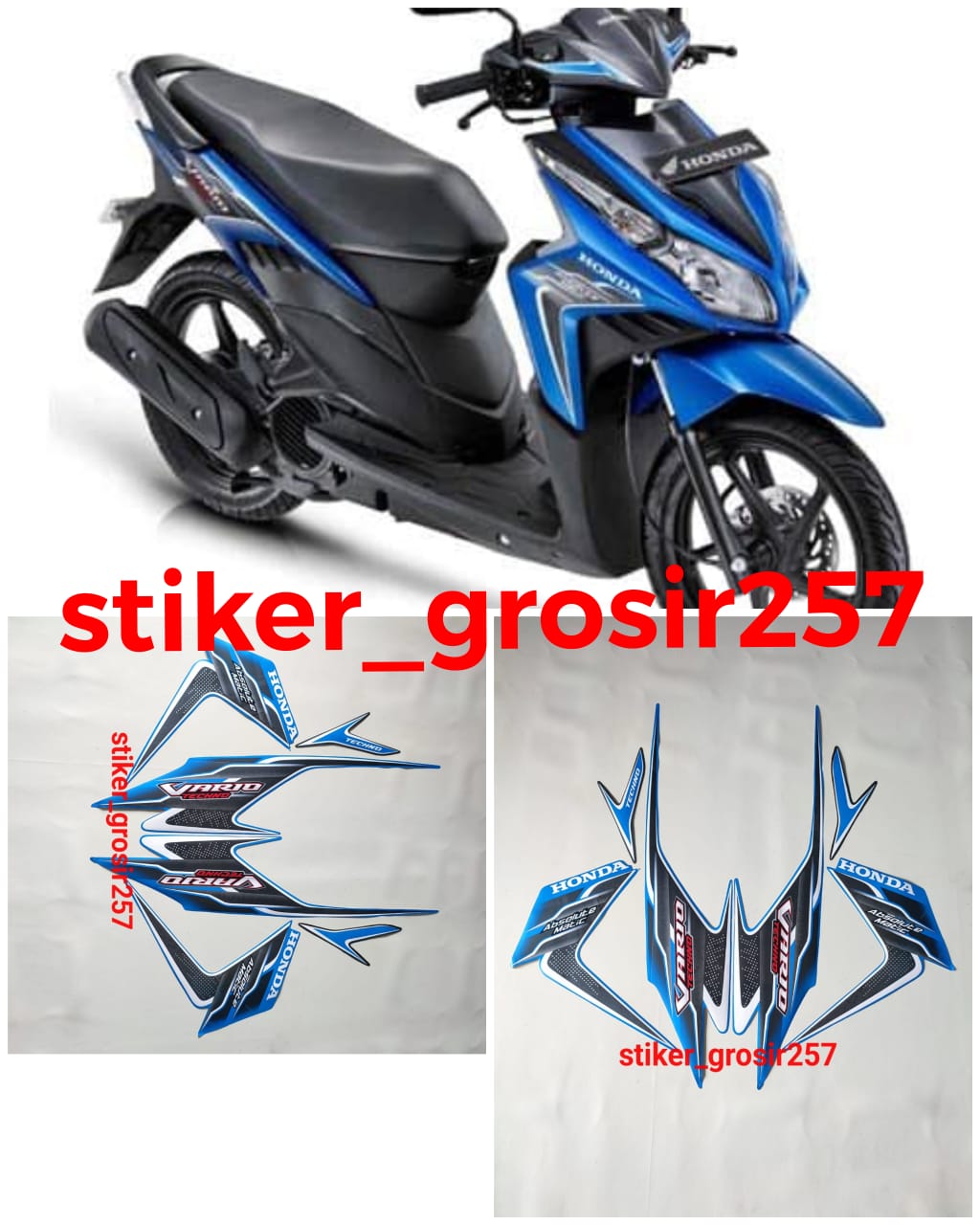 STIKER STRIPING LIS BODY MOTOR VARIO TECHNO 110 2010 2011 WARNA BIRU ...