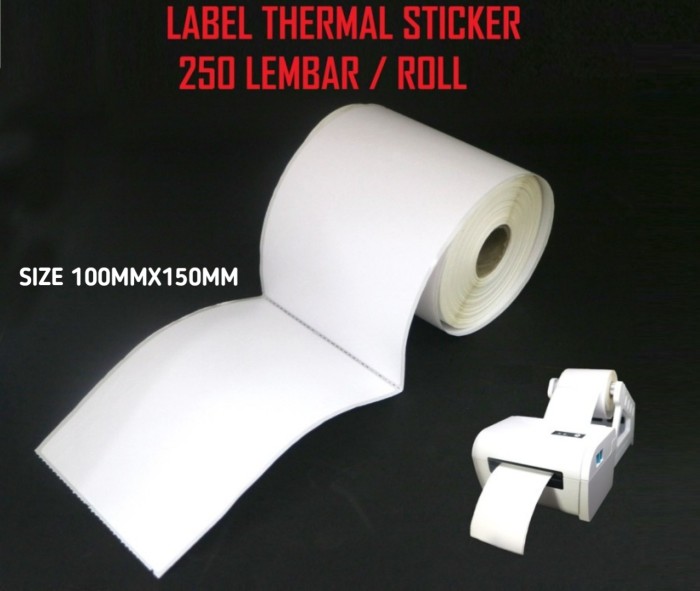 KERTAS THERMAL 100X150MM 250 LEMBAR / LABEL STIKER THERMAL UKURAN A6 ...
