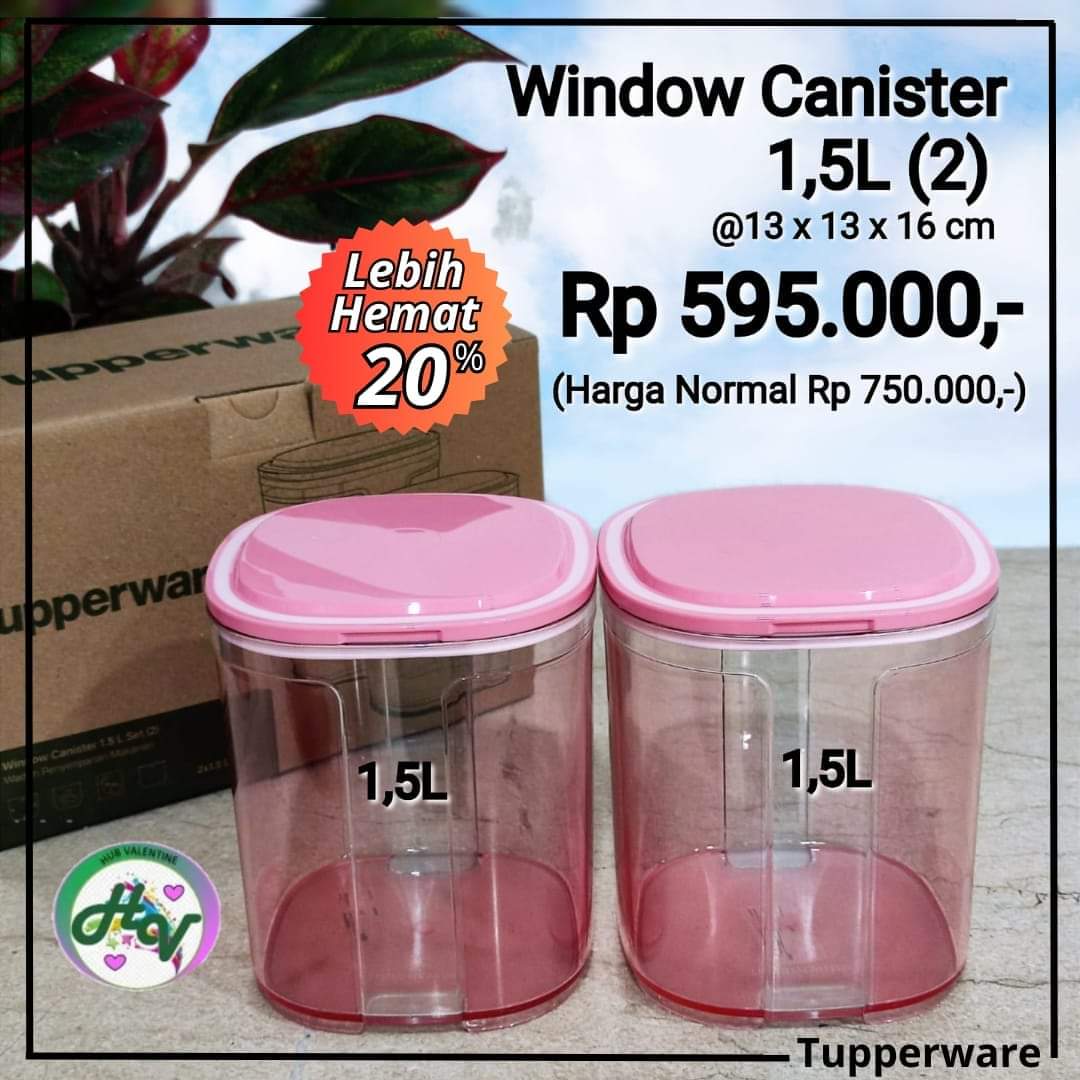 Tupperware windows canister set toples lebaran cantik warna pink ...