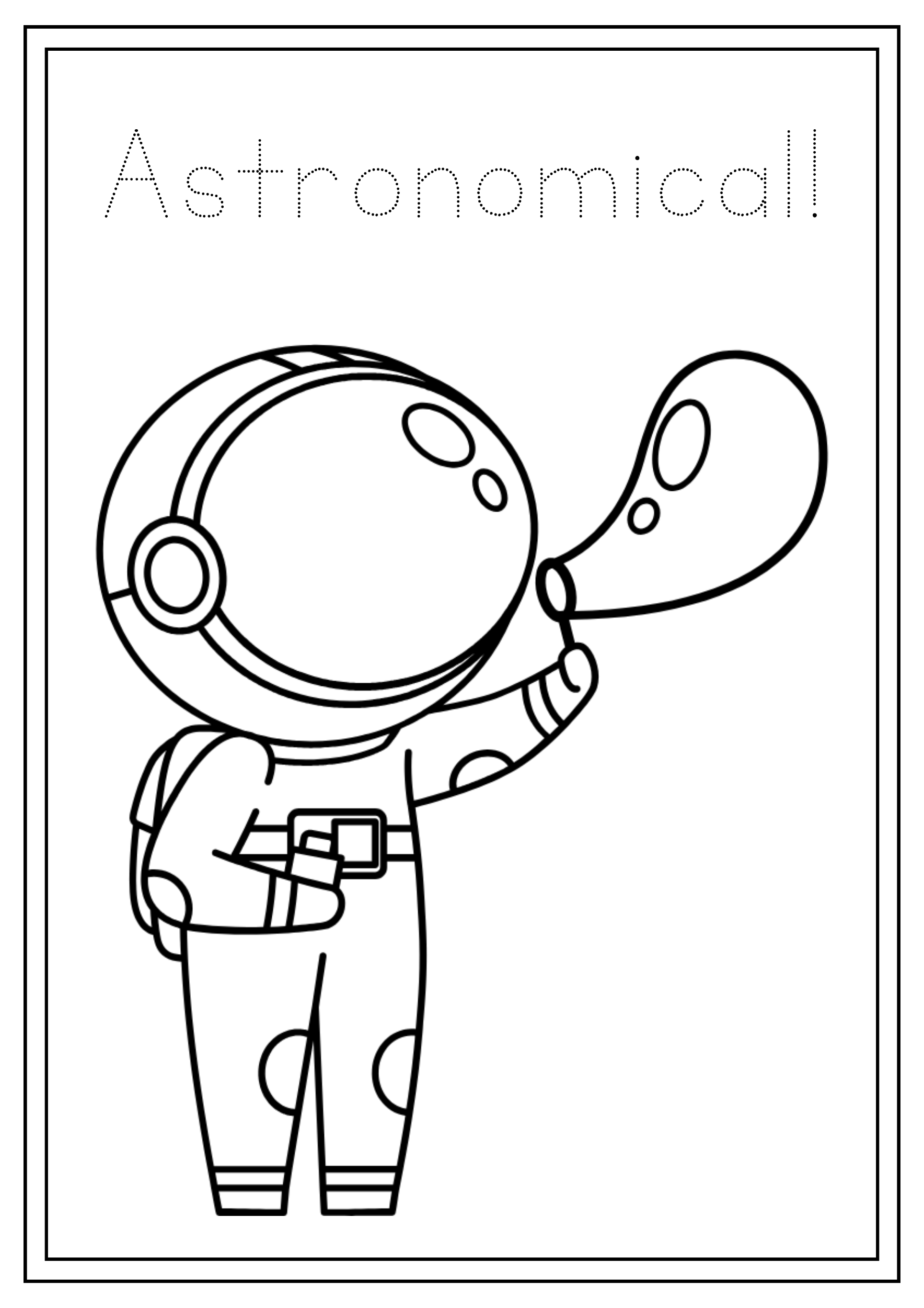 Lembar belajar mewarnai sketsa tema luar angkasa / astronaut / Lembar ...