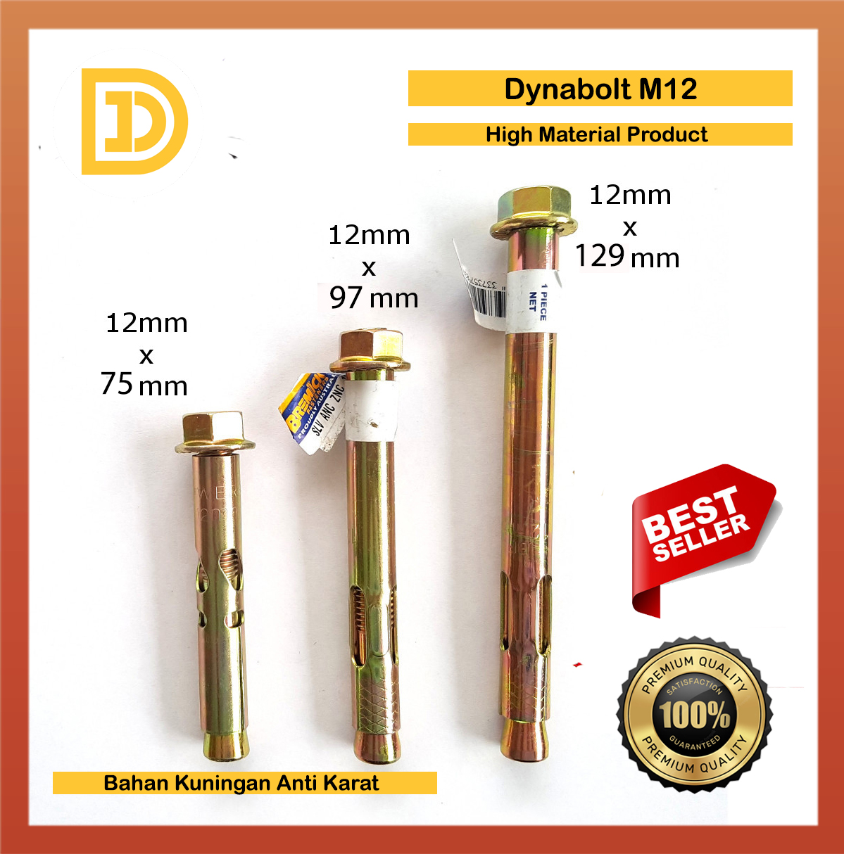 Dinabold 12 mm Dynabolt M12 Dinabolt Baut Tembok Beton Bracket TV Baud ...