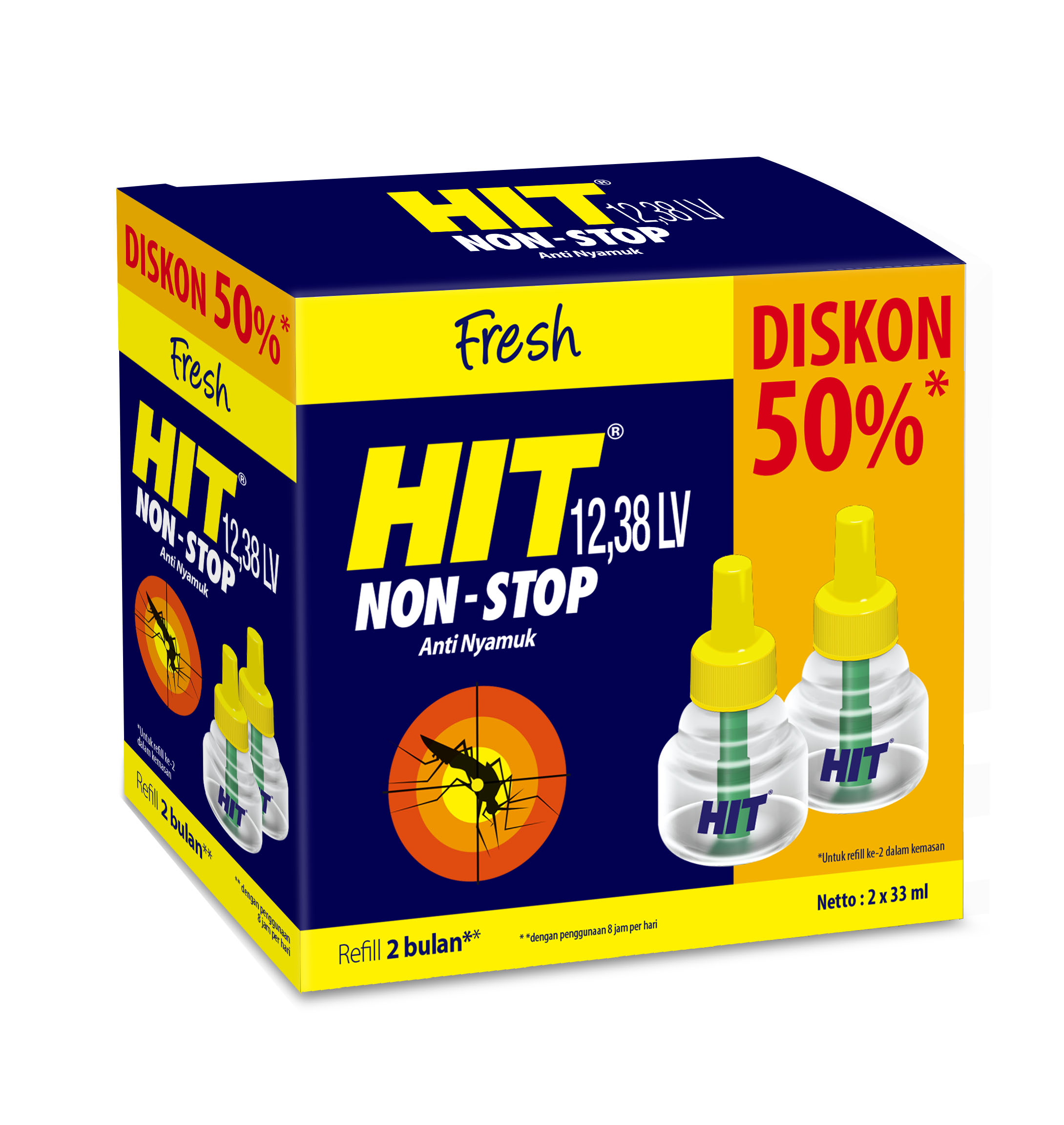 HIT Non Stop Refill Fresh 1 Bulan 33ml Multipack- Isi Ulang Obat Nyamuk ...