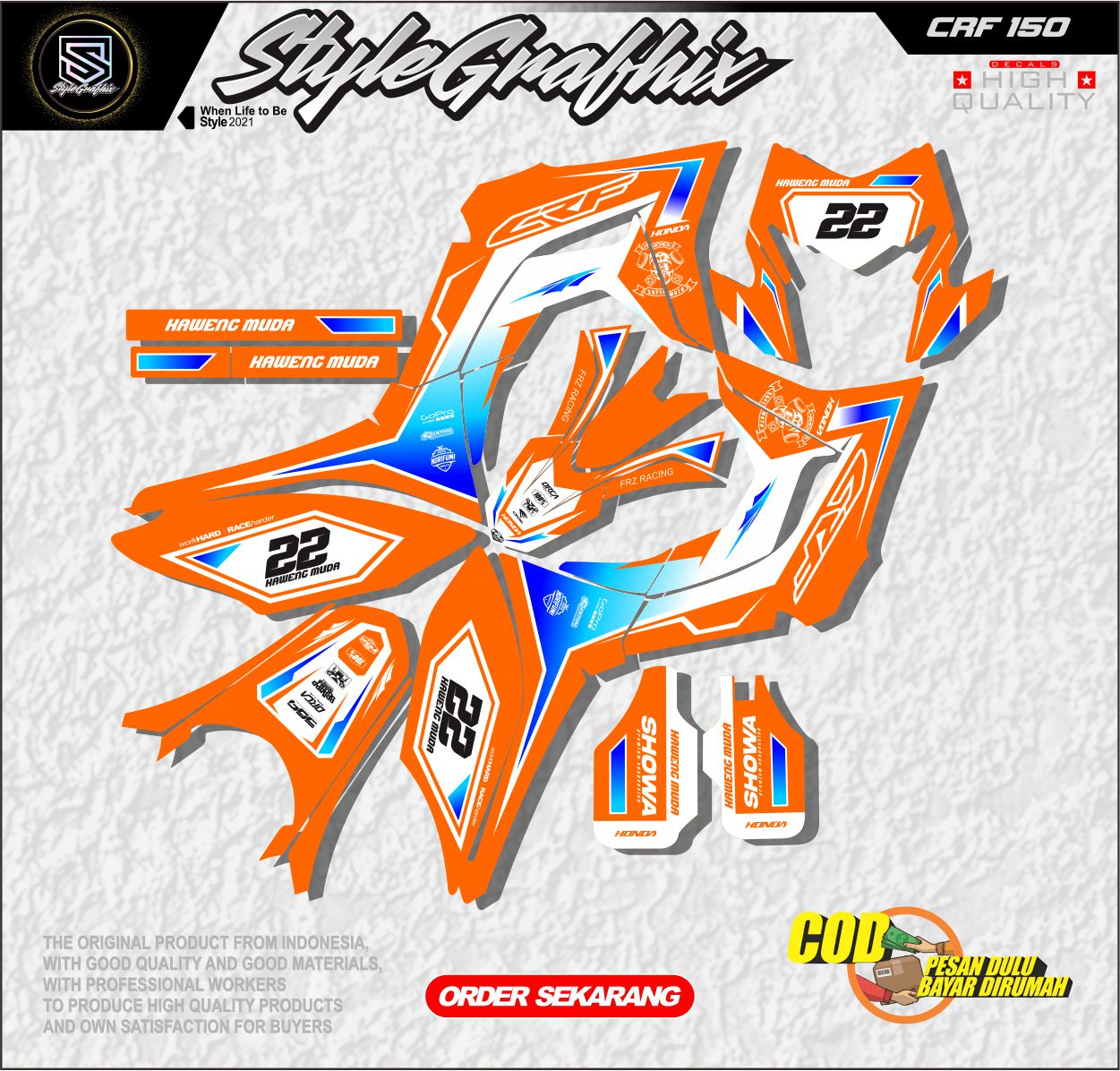 STIKER DECALL STRIPING HONDA CRF 150 L KEREN FULL CRF 150 L - KLX - DTX ...