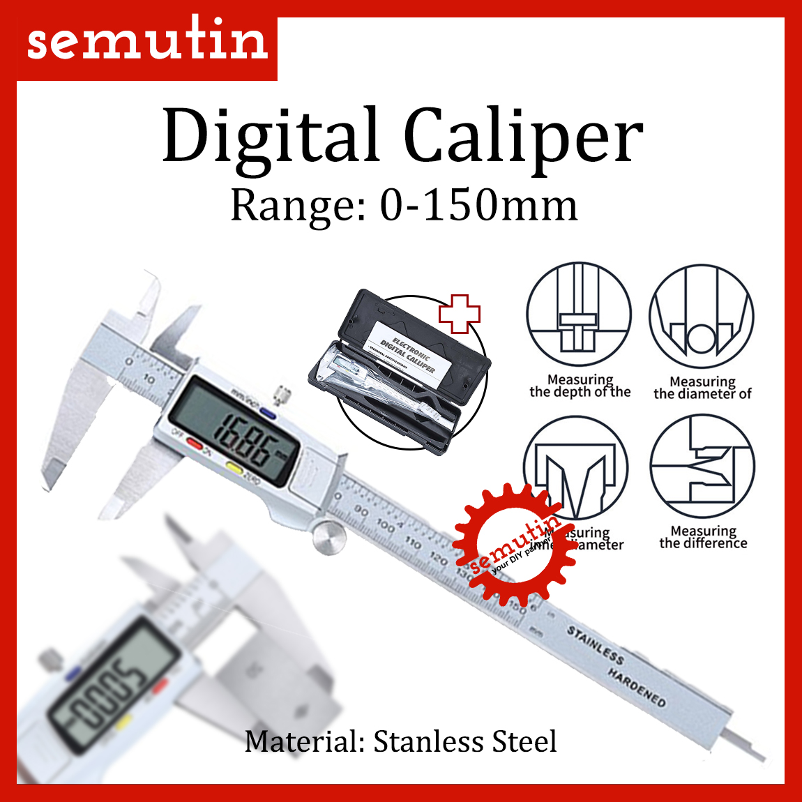 Digital Caliper Meter 0-150mm Stanless Steel AG08 / Jangka Sorong ...