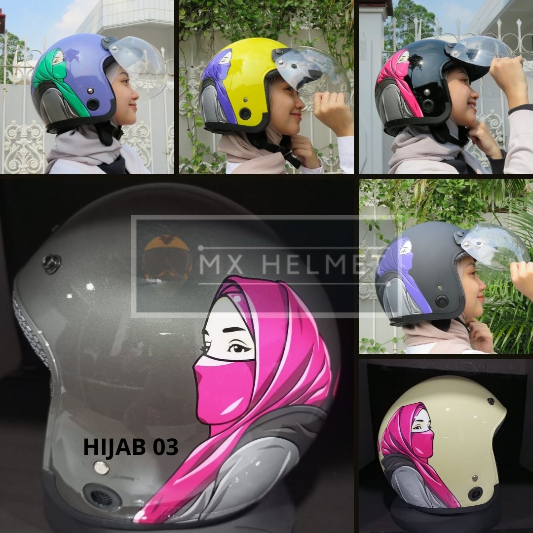 HELM RETRO / HELM Bogo Retro Hijab Wanita Dewasa Cantik / HELM WEST ...