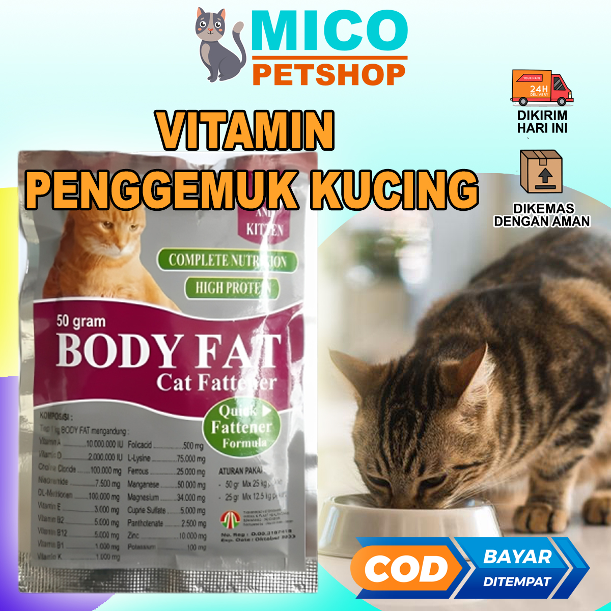 Body Fat Cat Vitamin Penggemuk Kucing Nutrisi Booster Cat Vitamin ...