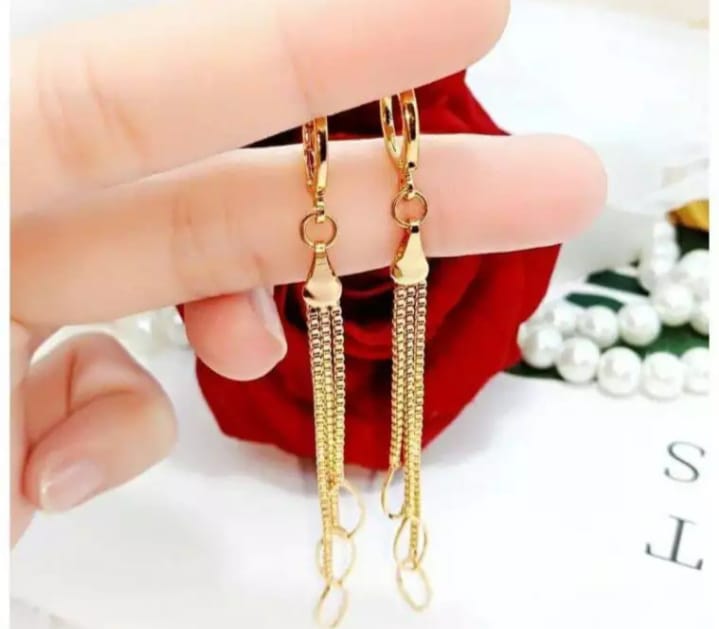 Anting Wanita Model Rantai Panjang 3 Rangkai Cantik Mewah Elgant ...