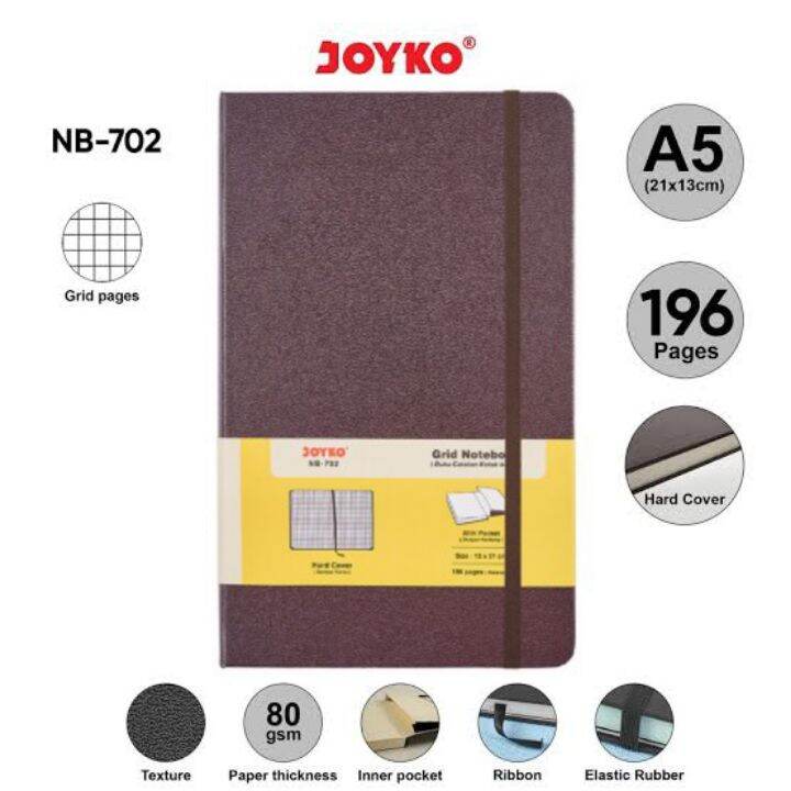 GRID HARDCOVER NOTEBOOK A5 JOYKO NB-702 | BUKU CATATAN POLOS SAMPUL ...