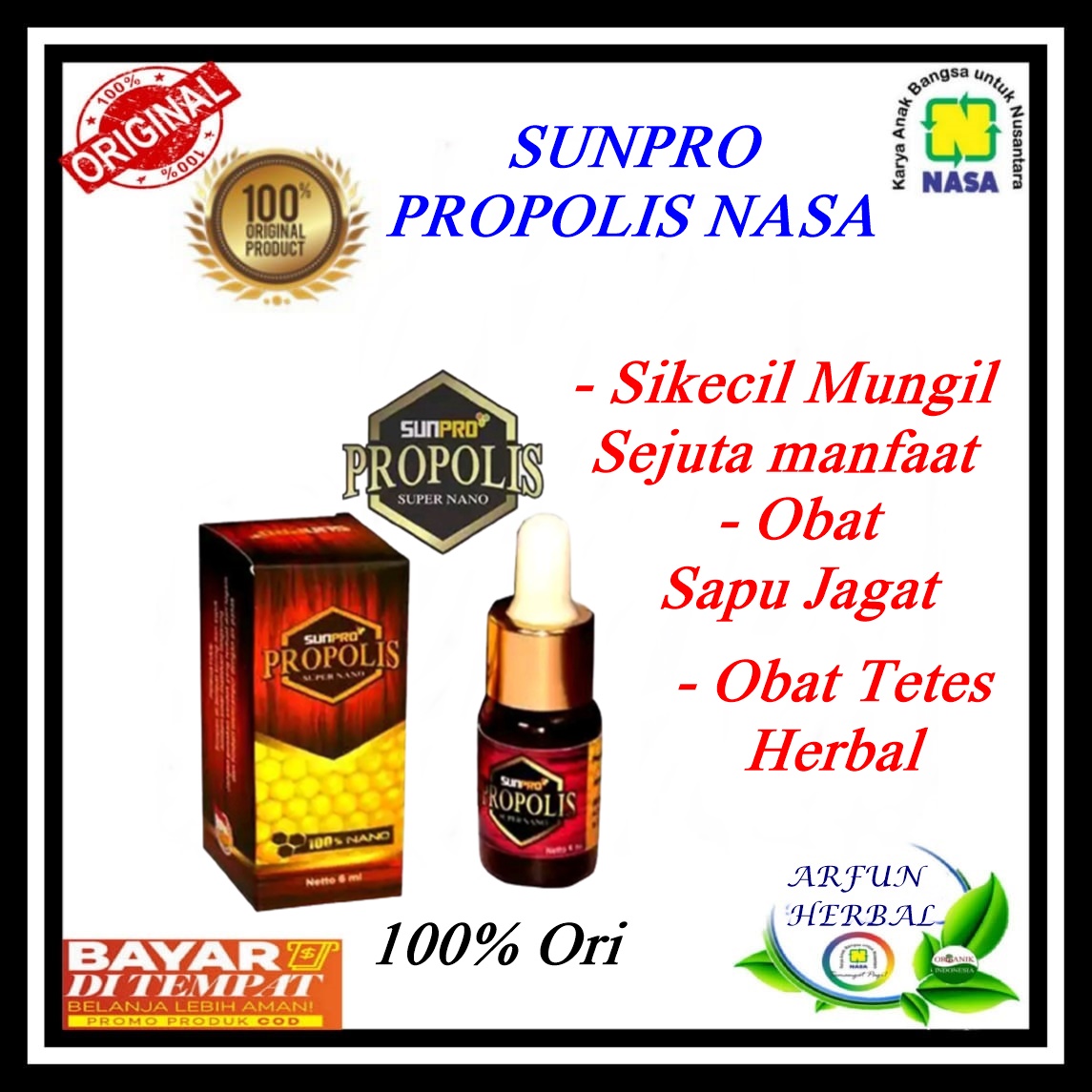 SUNPRO PROPOLIS NASA ORIGINAL OBAT TETES HERBAL ASAM LAMBUNG BRITISH ...