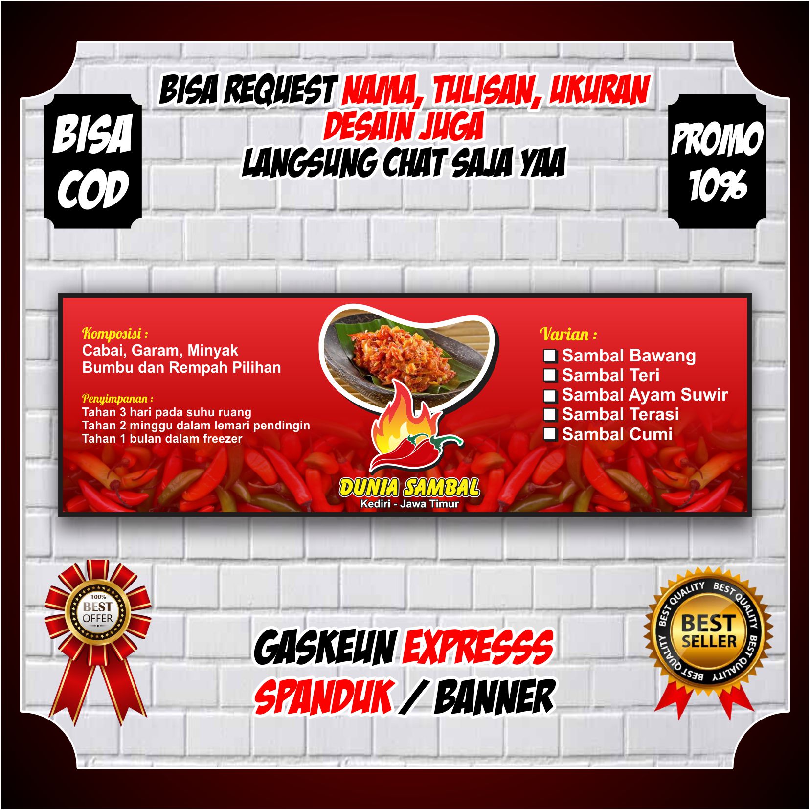 Spanduk Banner Benner Menu sambal spanduk jualan menu sambal pedas ...