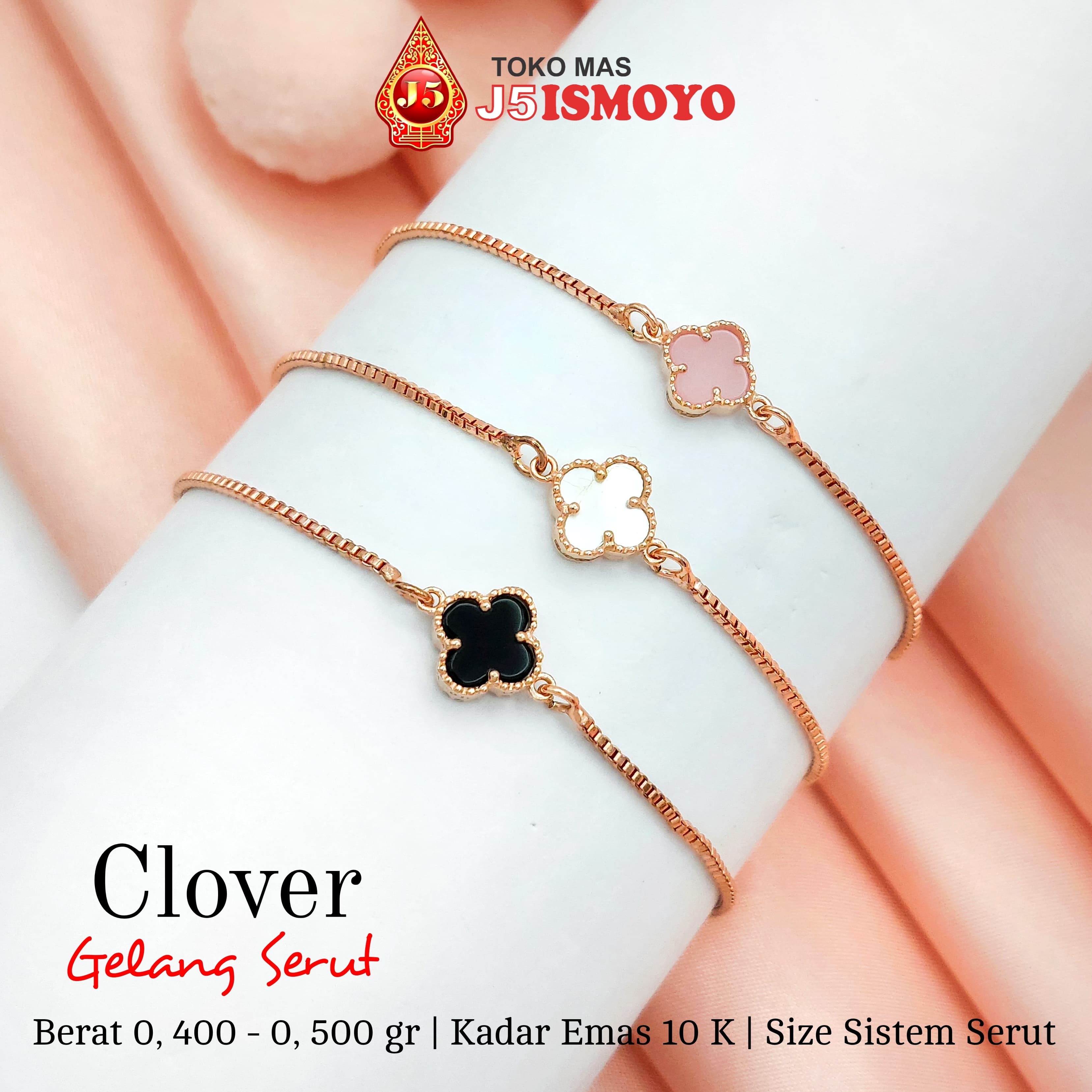 Gelang Tali Serut Kombinasi Emas Clover J5 Ismoyo | Lazada Indonesia
