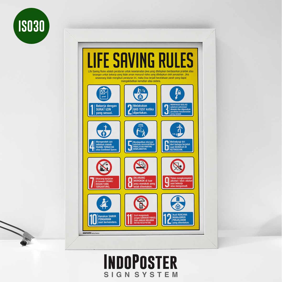 Poster K3 Safety Aturan Keselamatan Kerja Life Saving Rules A3 45X30cm ...