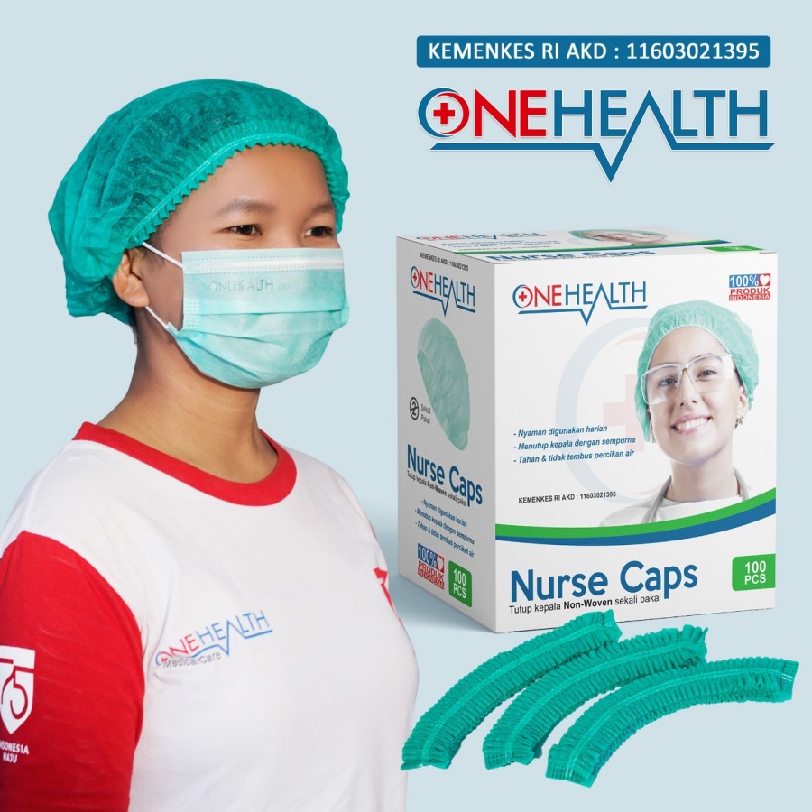 COD - Nurse Cap HIJAU/GREEN Topi Perawat Penutup Kepala ONEHEALTH Buat ...