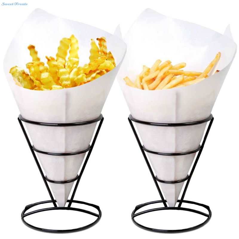 2-Piece French Fry Stand Cone Basket Holder For Fries Fish And Chips ...