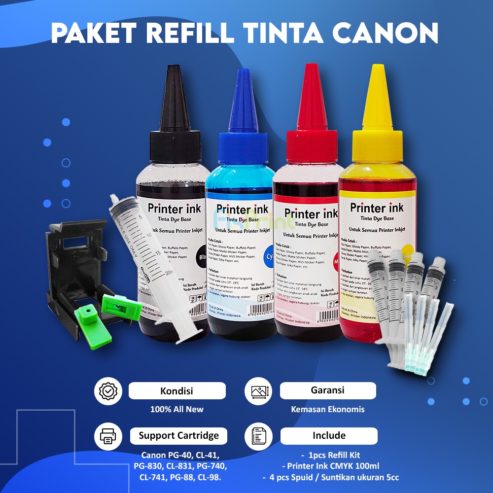 Paket Tinta Infus Refill Kit PG40 CL41 Plus Tinta Universal 100ml, Pack ...