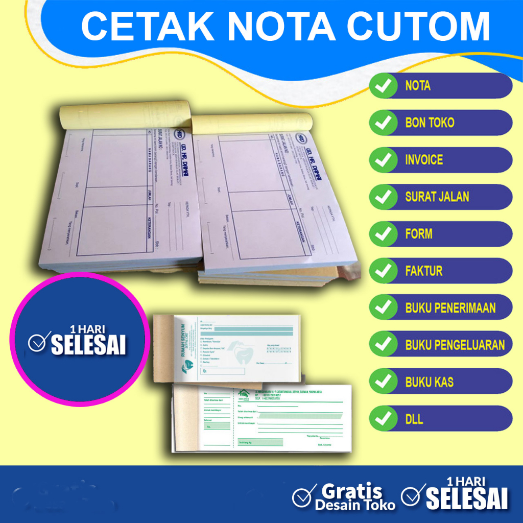 Nota Custom UKURAN 1/2 FOLIO - 1 PLY 2 PLY 3 PLY 4 PLY (BEBAS DESAIN ...