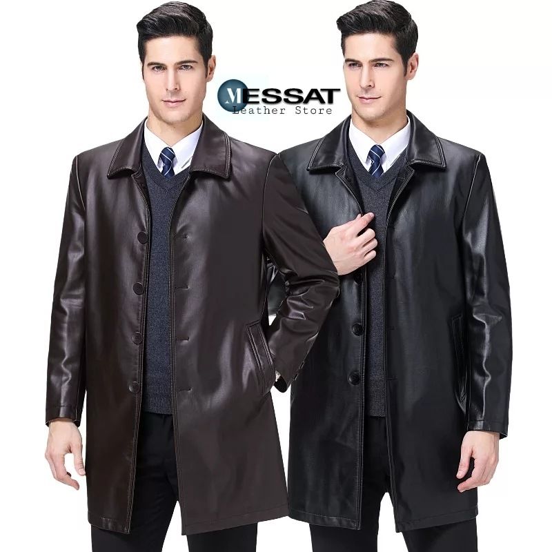 MESSAT STORE Jas jubah kulit sintetis pria /Jaket jas pria / Jas ...